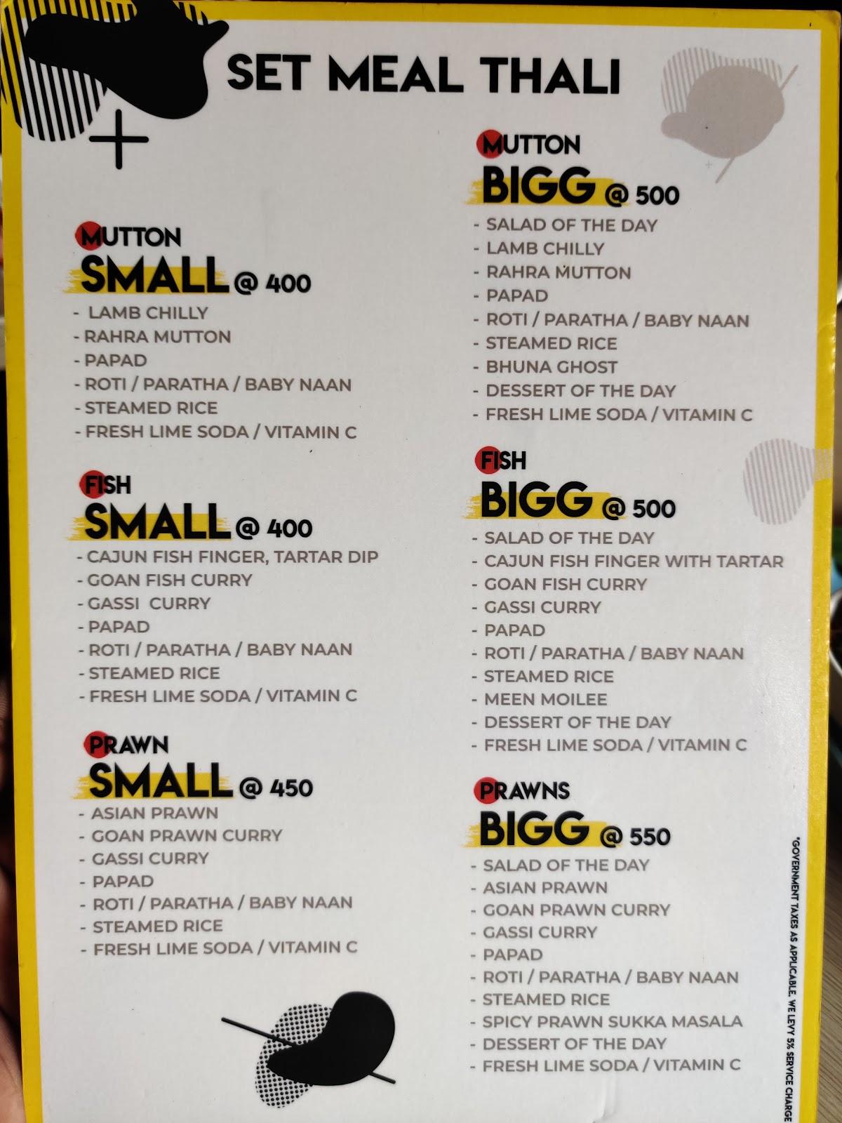 Menu at The Bigg Small Cafe + Bar, Mumbai
