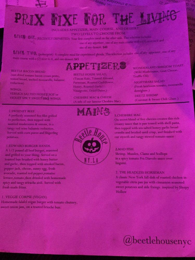 Menu at Beetle House LA pub & bar, Los Angeles