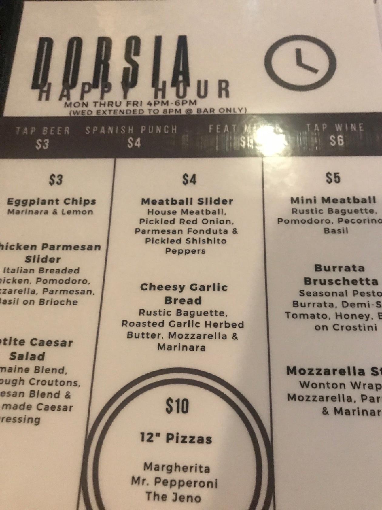 Menu at Dorsia pub & bar, Milwaukee