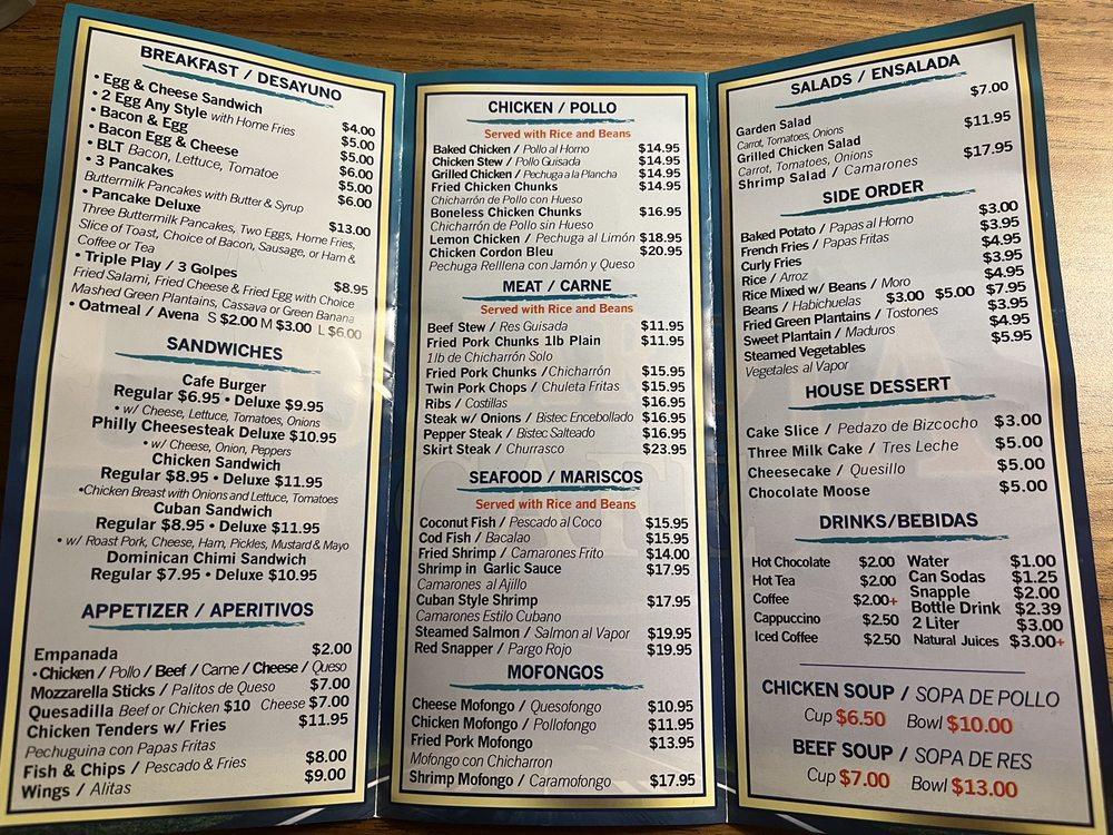 Menu at LaGuardia Cafe, New York City