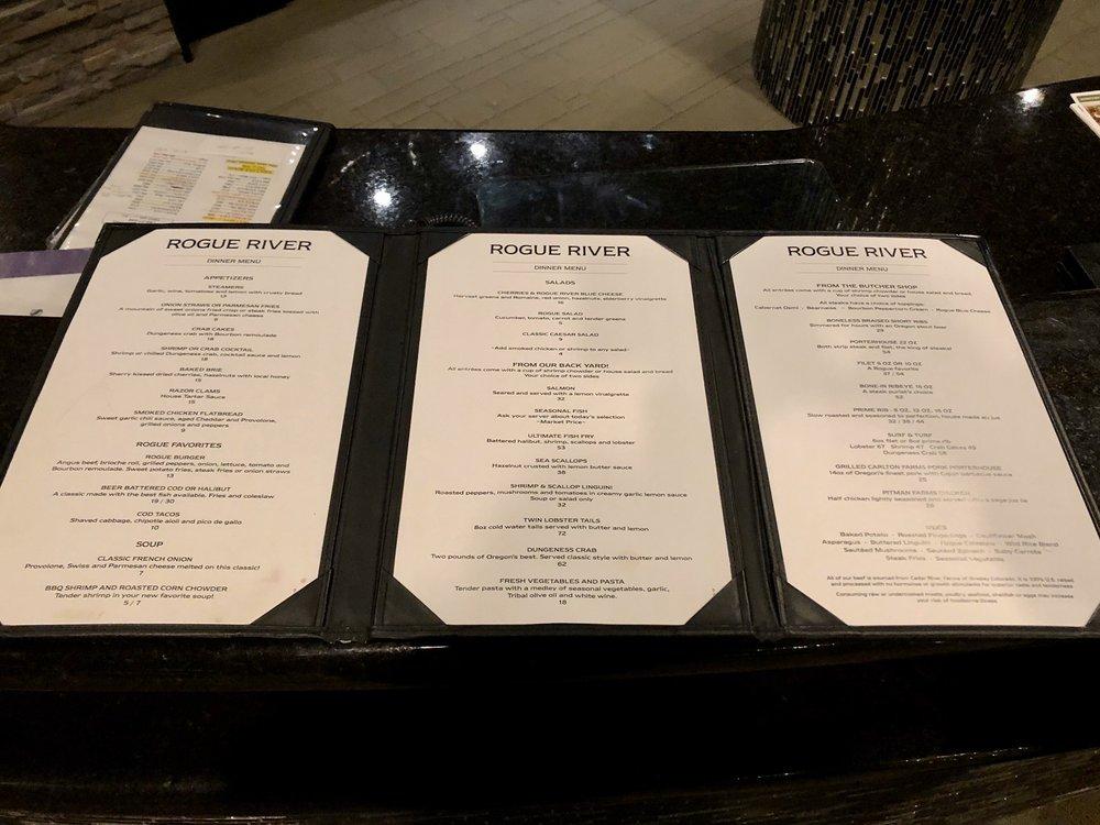 Menu at Rogue River Steak and Seafood steakhouse, Lincoln City