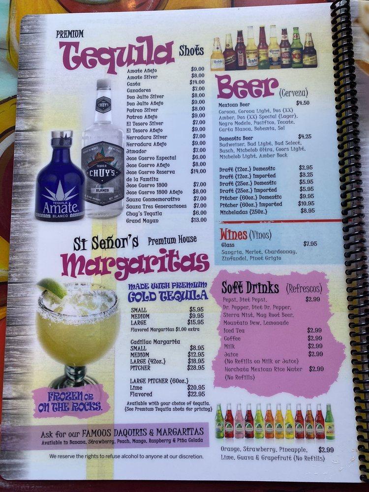 Menu at Si Señor Mexican Restaurant, Eldon