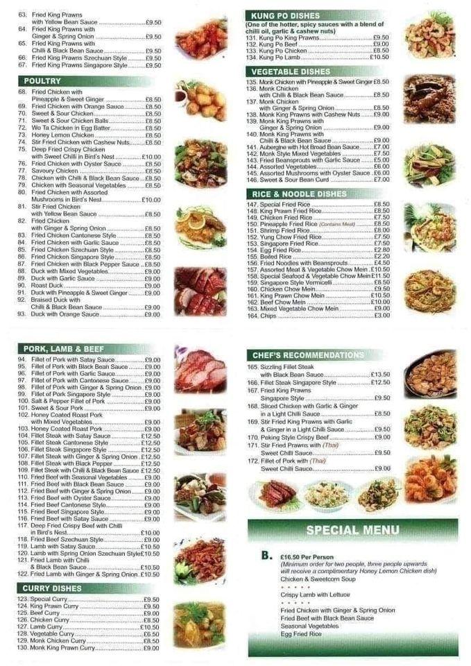 Menu at Sleepy Panda restaurant, Wrexham