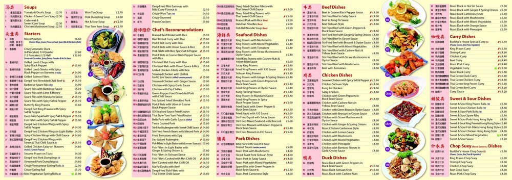 Menu at New Golden Buddha fast food, Cambridge