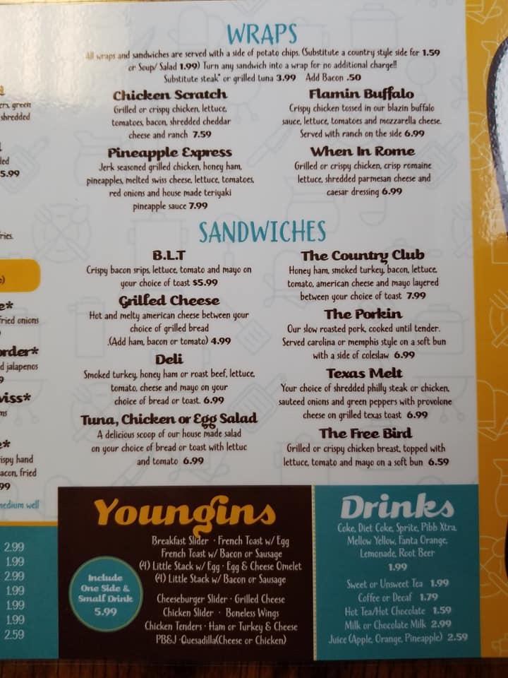 Menu at Our Happy Place restaurant, Boydton