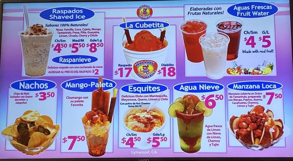 Menu at Raspados Don Manuel 3, Lynwood