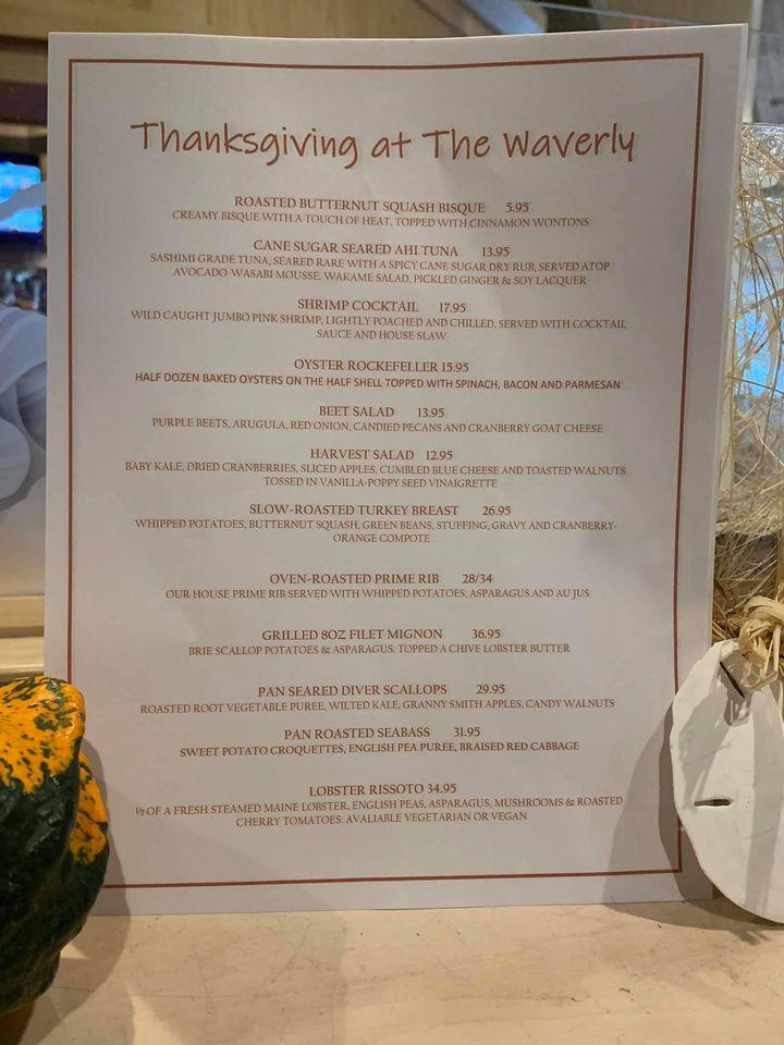 Menu at The Waverly Restaurant & Bar, Englewood