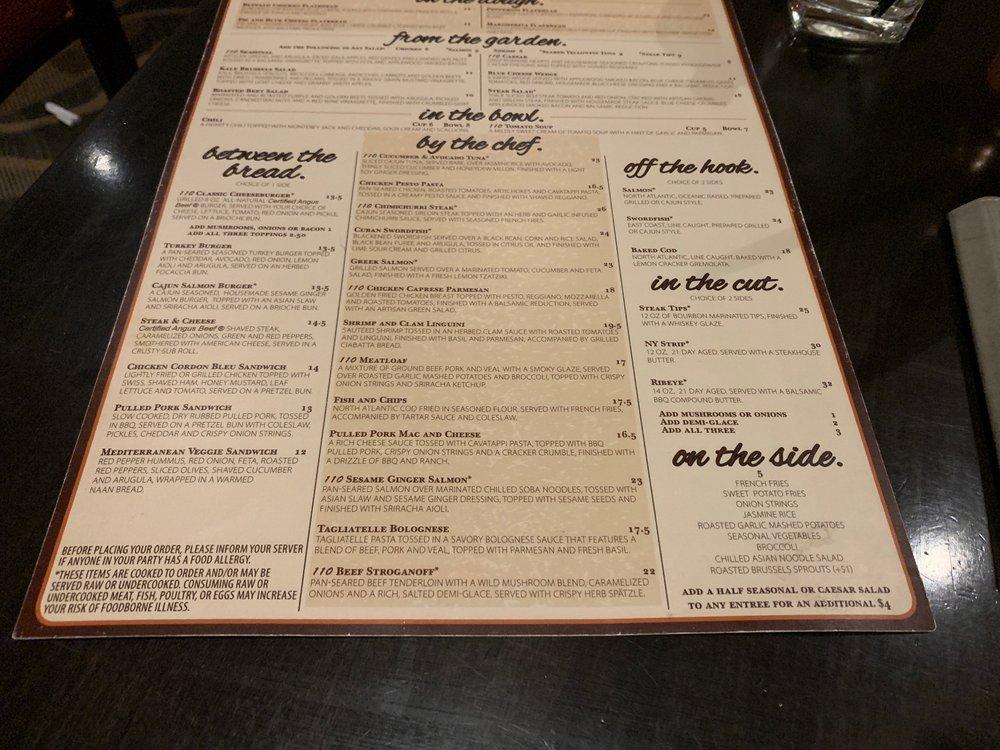 Menu at 110 Grill Braintree pub & bar, Braintree