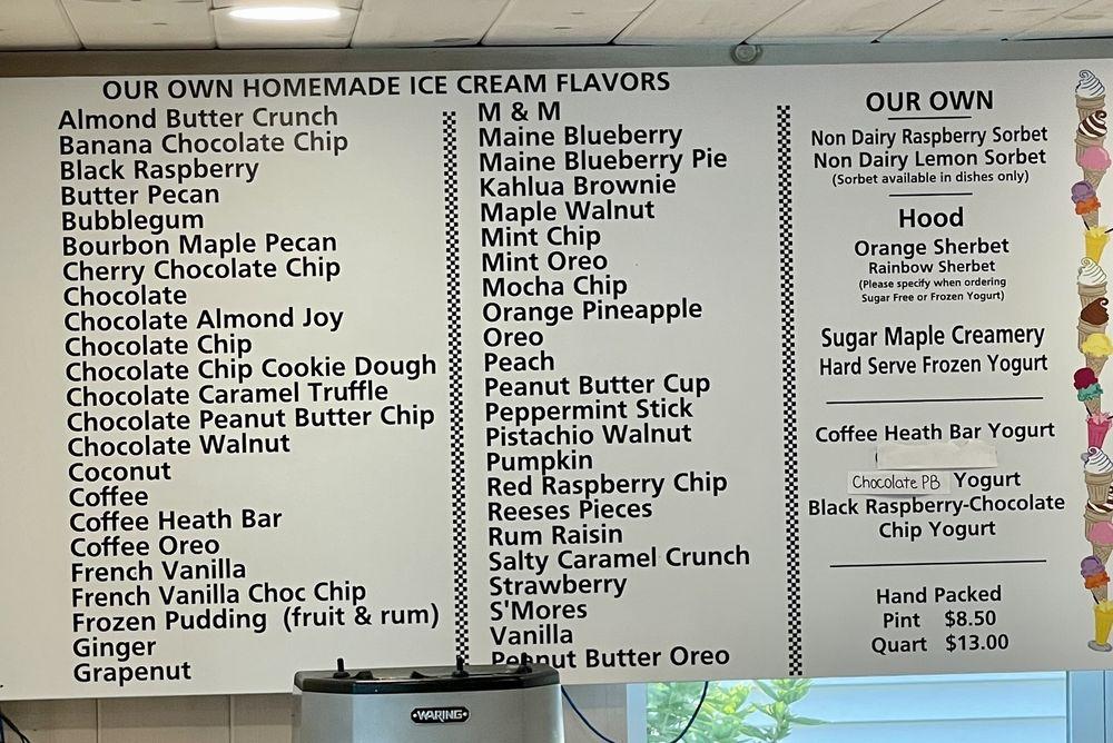 Menu at Big Daddy's Ice Cream, Ogunquit