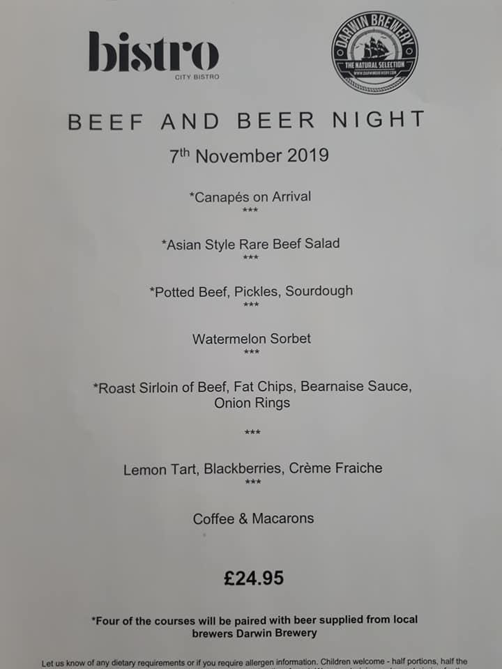 Menu at City Bistro - Sunderland College restaurant, Sunderland