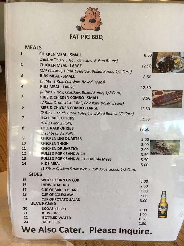 Menu at Fat Pig BBQ, Edmonds