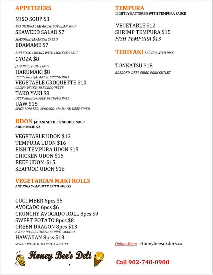 Menu at Honey Bees Restaurant, Yarmouth, 409 Nova Scotia Trunk 1