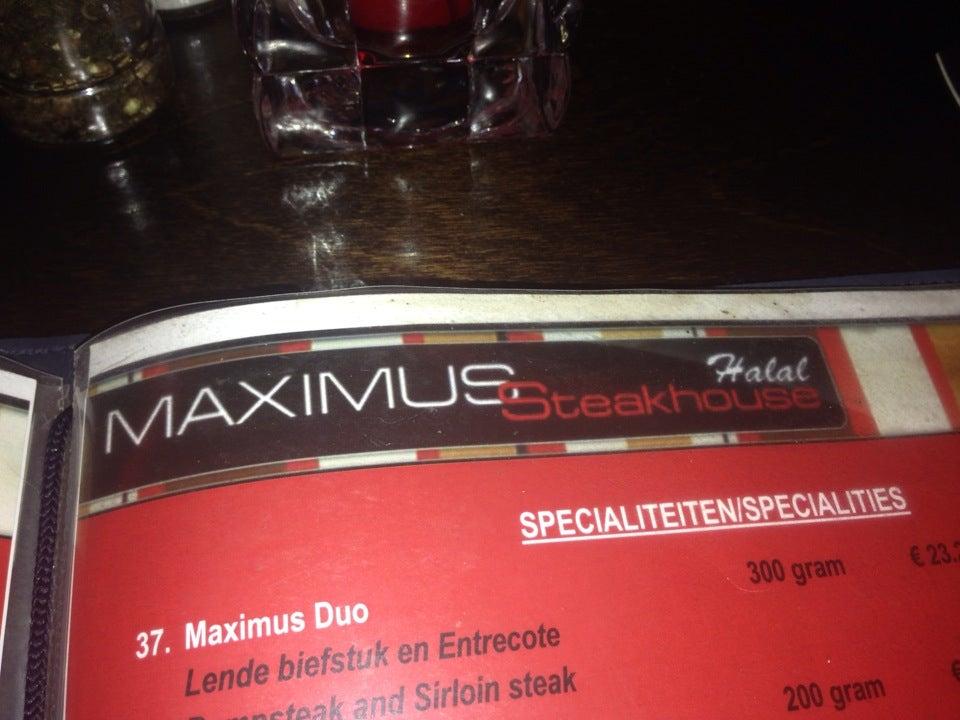 Menu at Maximus Steakhouse, Amsterdam, Max Euweplein 27