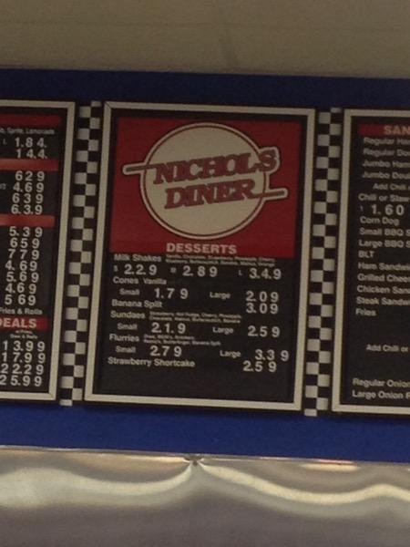 Menu at Nichols Diner desserts, Oakwood, Southland Dr