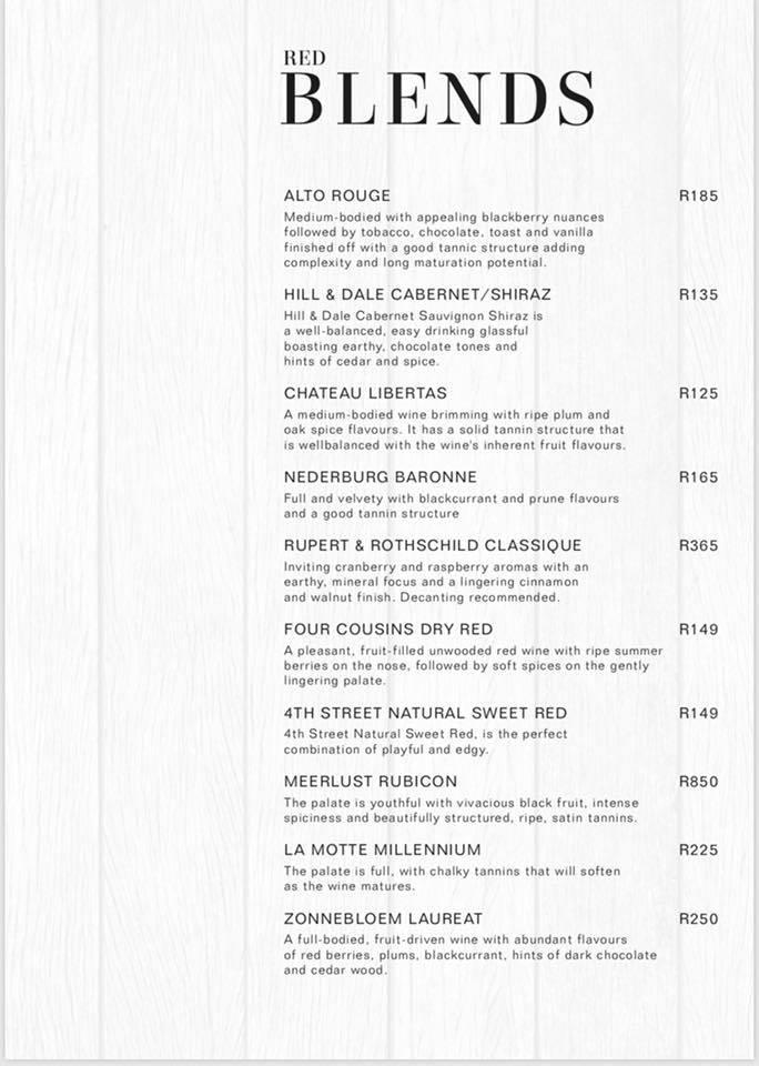 Menu at STEAKOUT GRILL restaurant, Rustenburg