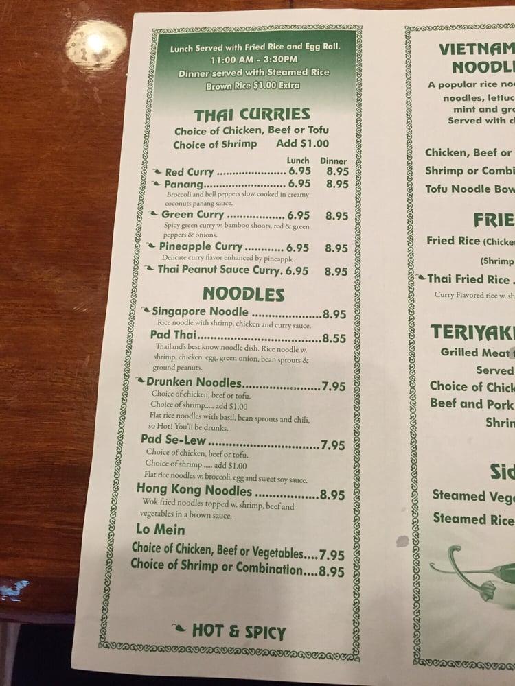 Menu at Thai Chili Restaurant, Baton Rouge, O'Neal Ln