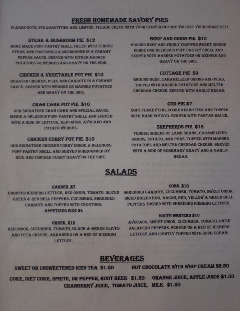 Menu at The Cottage At Fairfield Restaurant, Crossville, 31 Confederate Rd