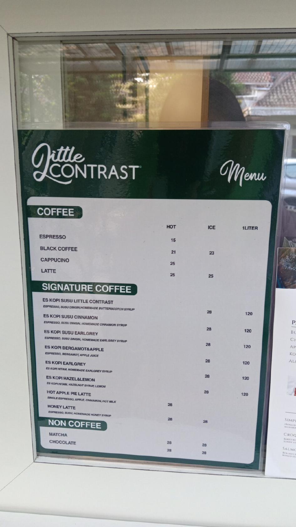 Menu at Little contrast, Bandung