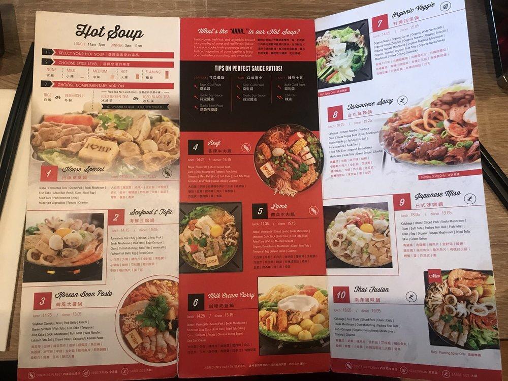 Menu at Boiling Point restaurant, Tukwila