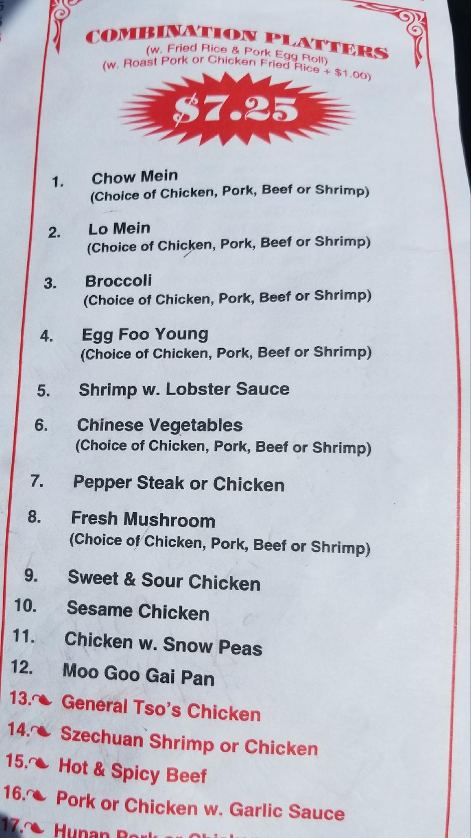 Menu at China Wok Buffet restaurant, Athens, Decatur Pike