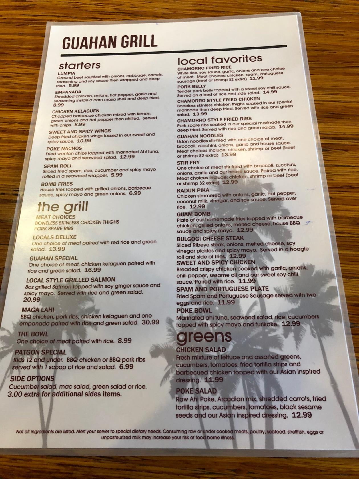 Menu at Guahan Grill BBQ, Oceanside, Oceanside Blvd #104