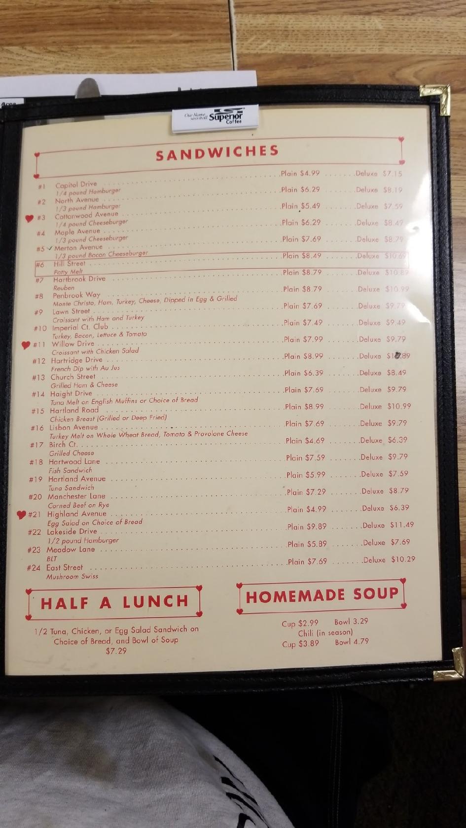 Menu at HB Cafe, Hartland, 600 Hartbrook Dr