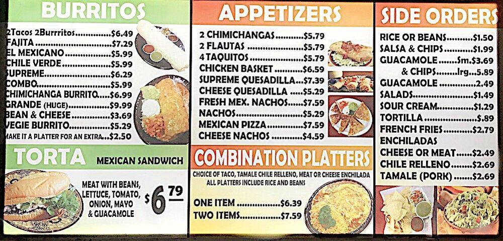 Menu at Los Tacos restaurant, Bakersfield, Roberts Ln