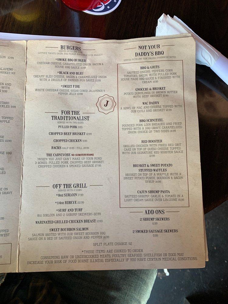 Menu at Smoke Bourbon and BBQ, Columbus
