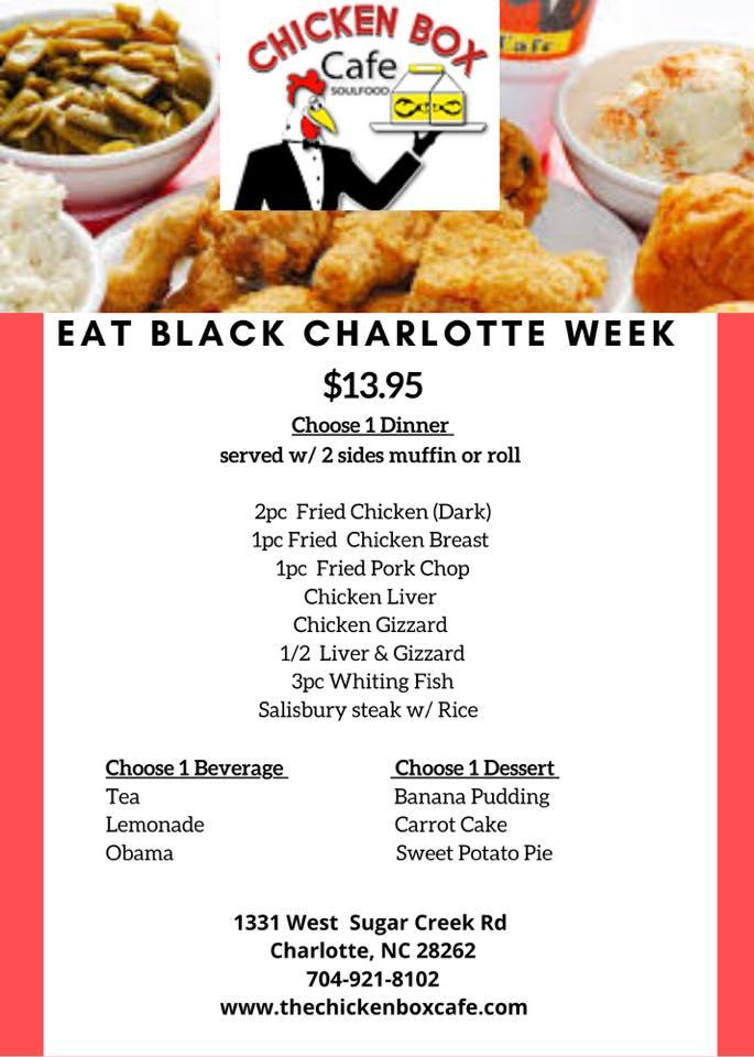 Menu at Chicken Box Cafe, Charlotte, W Sugar Creek Rd