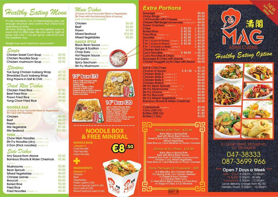 Menu at Mags restaurant, Monaghan