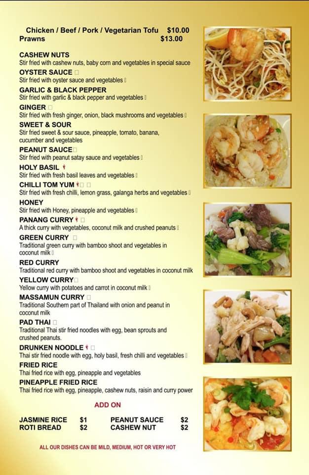 Menu at Nakontong Thai restaurant, Thames