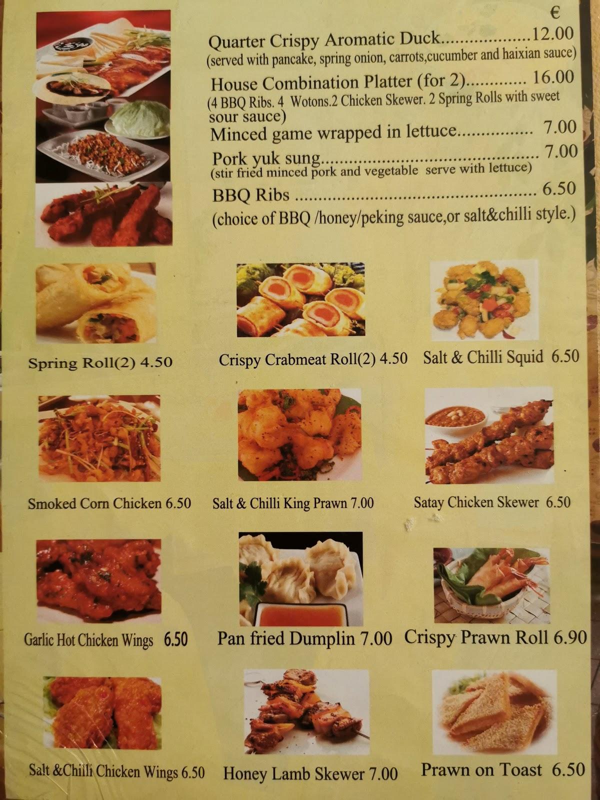 Menu at New Peking restaurant, Killybegs, Main St