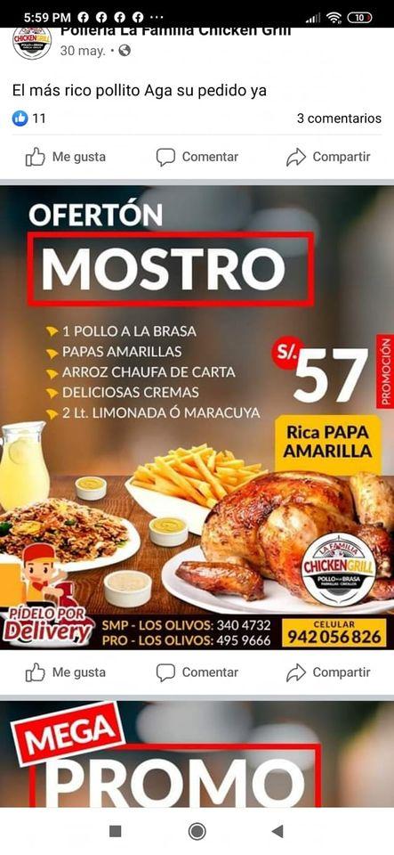 Menu at LA FAMILIA CHICKEN GRILL SANTA ANA restaurant, Comas