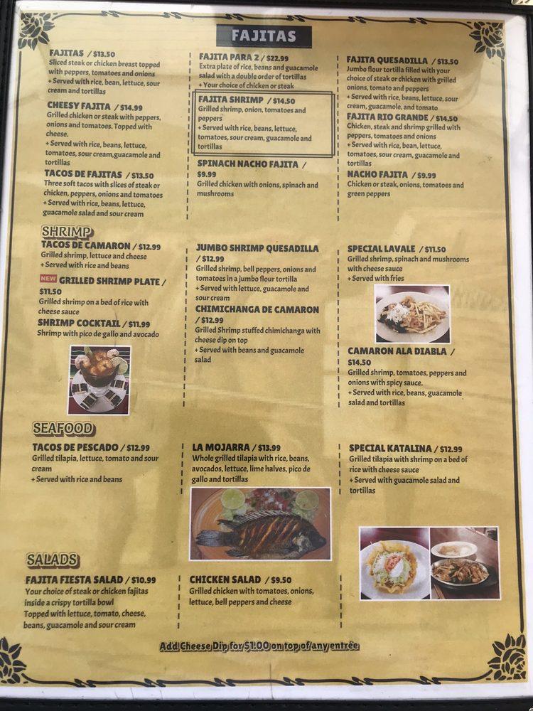 Menu at Rio Grande restaurant, La Vale, National Hwy