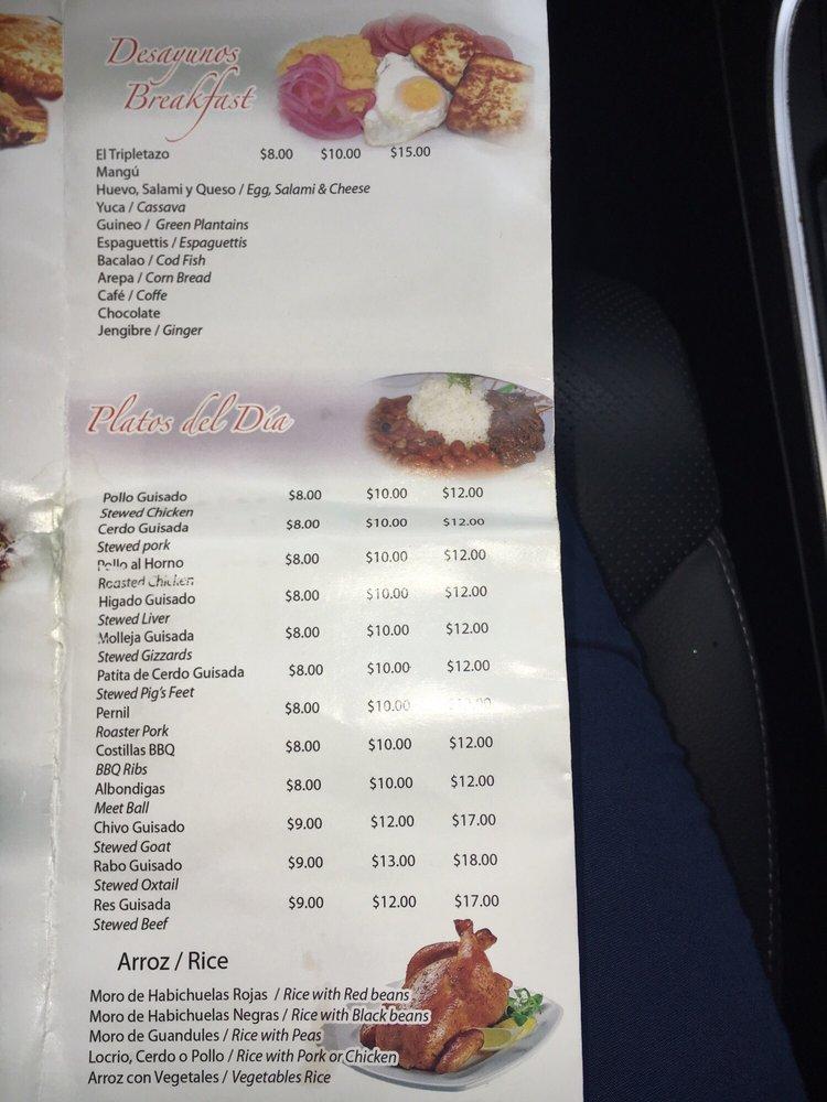 Carta de Santo Domingo Restaurant, Boston