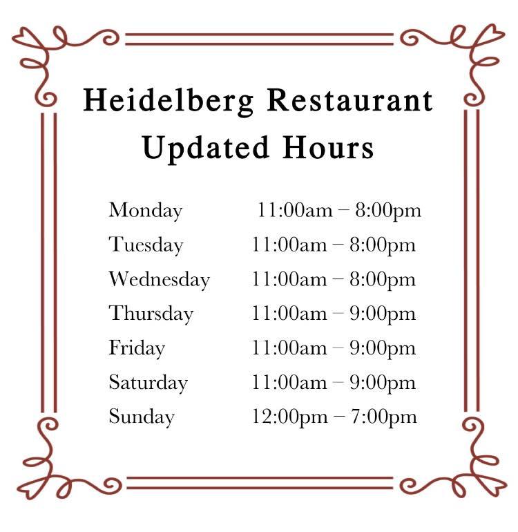 Menu at The Olde Heidelberg Restaurant Tavern & Motel, Heidelberg