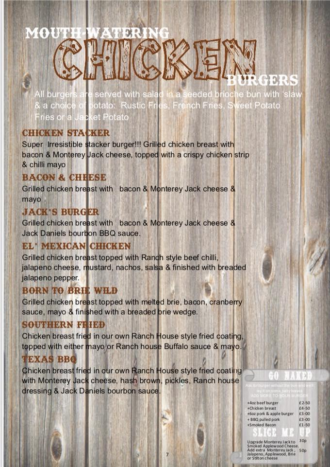 Menu at The Ranch House Redcar restaurant, Redcar