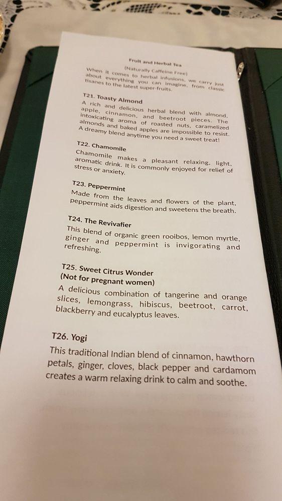 Menu at After Queen Tea Shop cafe, Richmond Hill