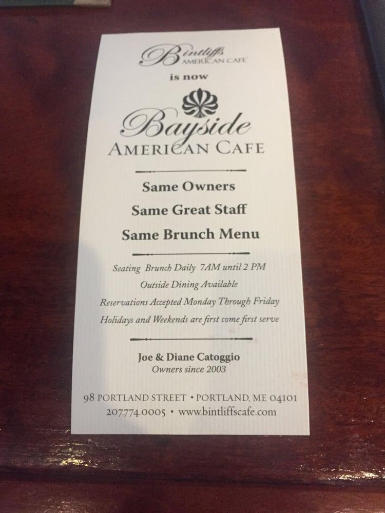 Menu at Bayside American Cafe, Portland