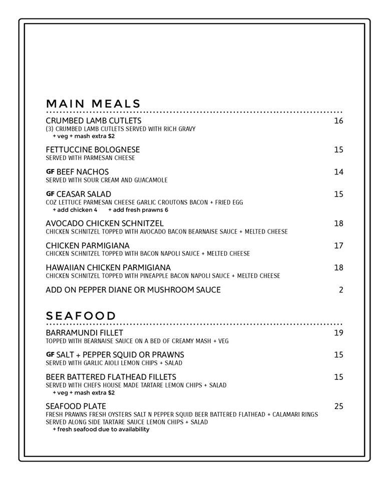 Menu at Brushgrove Hotel pub & bar, Brushgrove