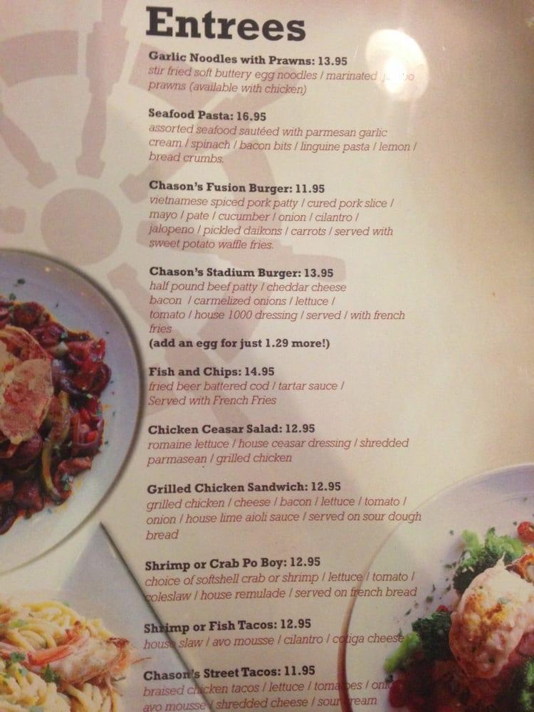 Menu at Chasons Crab Stadium pub & bar, Elk Grove