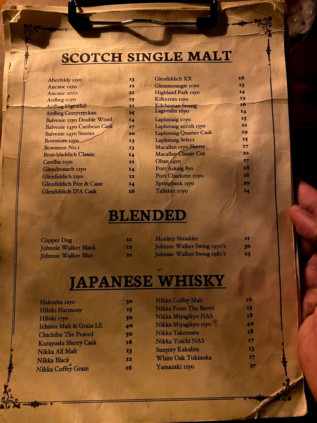 Menu at Foxtrot Unicorn pub & bar, Perth