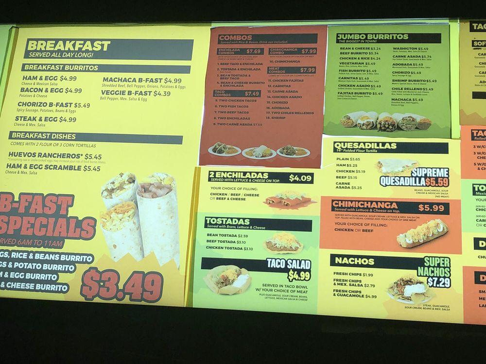 Menu at Memo's Mexican Restaurant, Everett