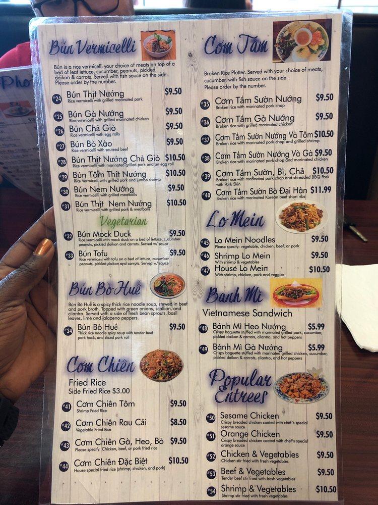 Menu at Pho Viet 126 Vietnamese Restaurant, Blaine