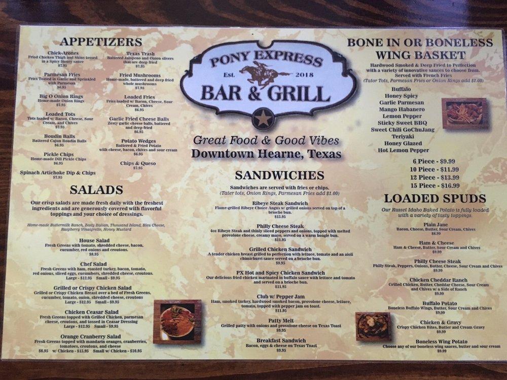 Menu at Pony Express Bar & Grill, Hearne