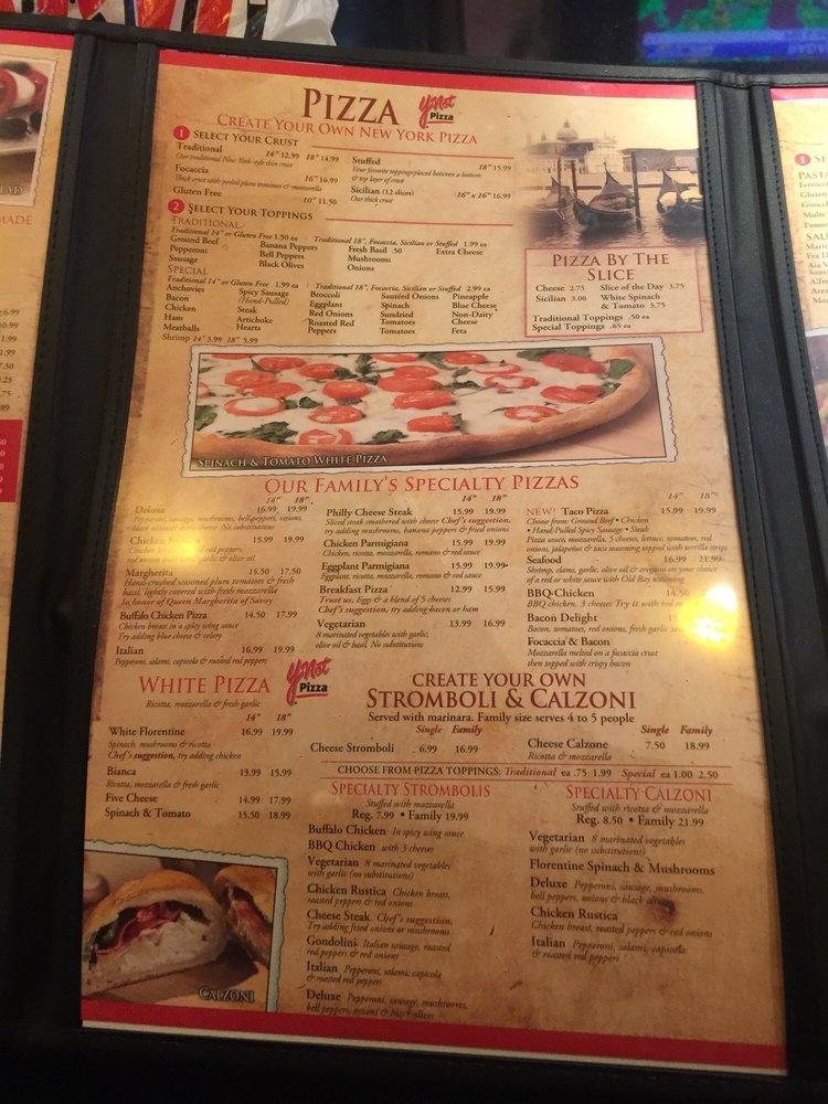 Menu at Ynot Italian pizzeria, Virginia Beach, Atlantic Ave