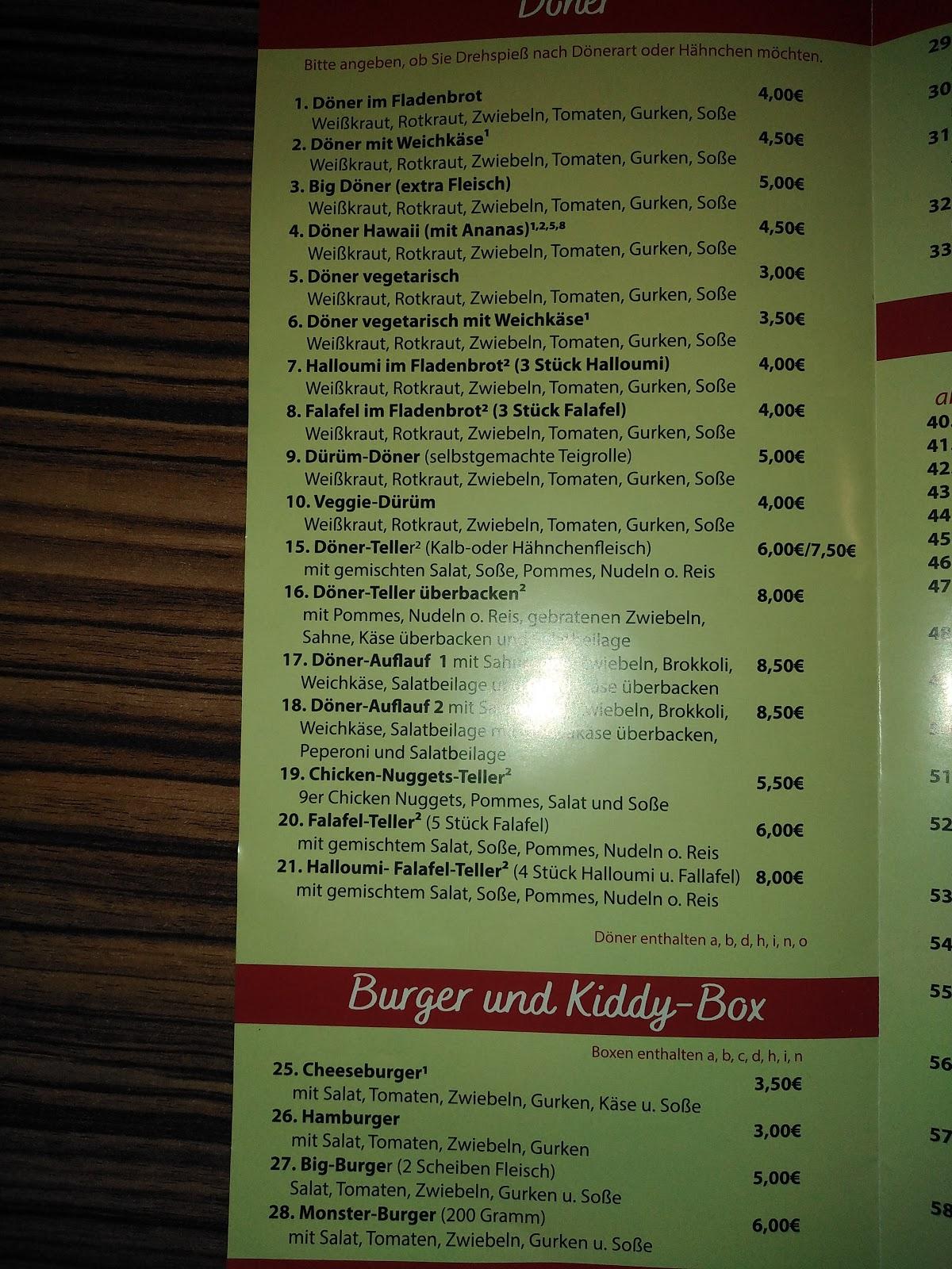 Speisekarte von Altun Wolkramshäuser Döner und Pizza, Wolkramshausen