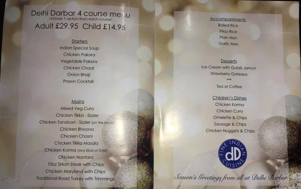 Menu at Delhi Darbar Restaurant, Dumbarton, 151 Glasgow Rd