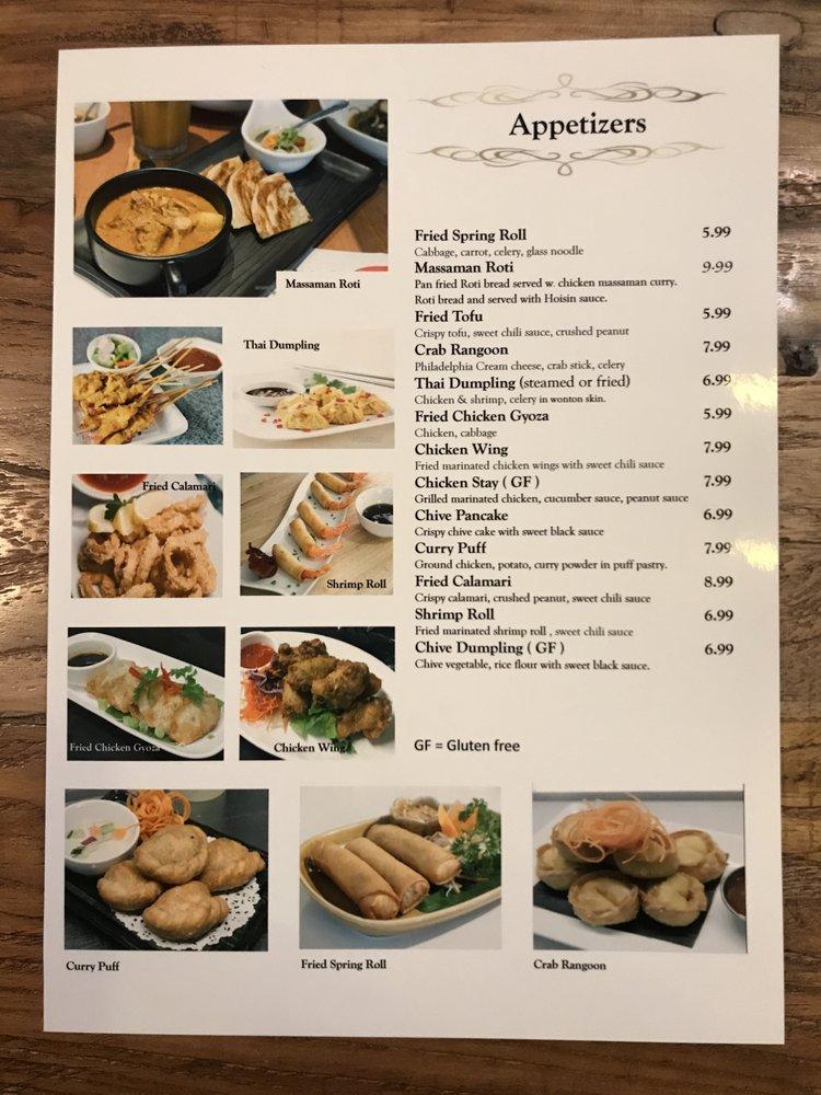 Menu at One Two Thai restaurant, New York City