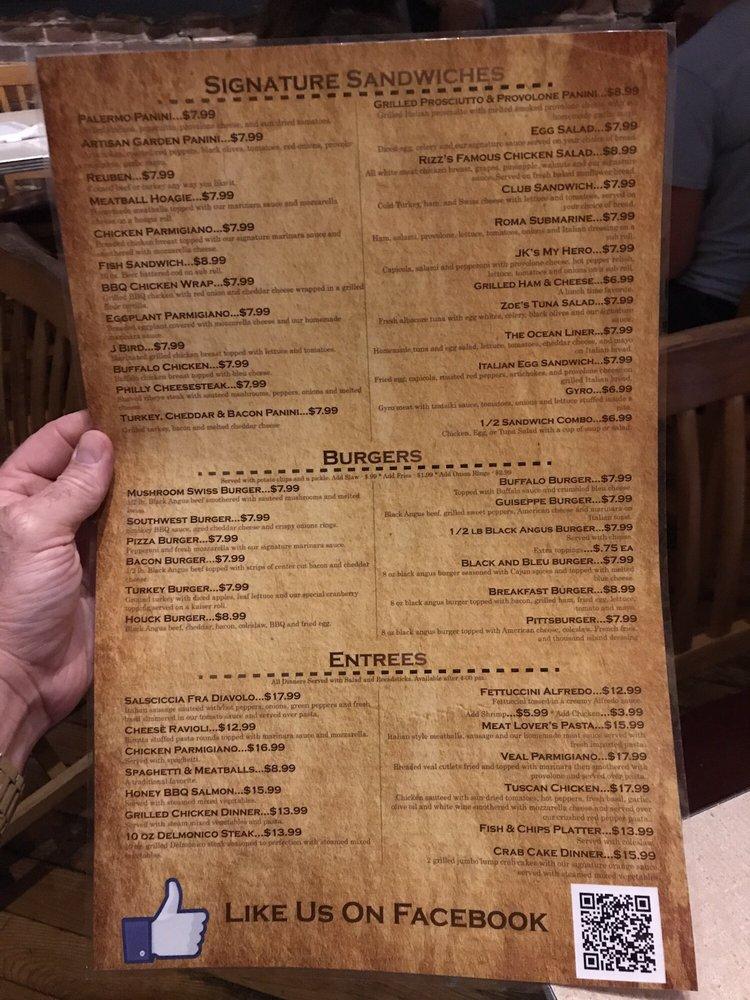 Menu at Rizz's pub & bar, Uniontown